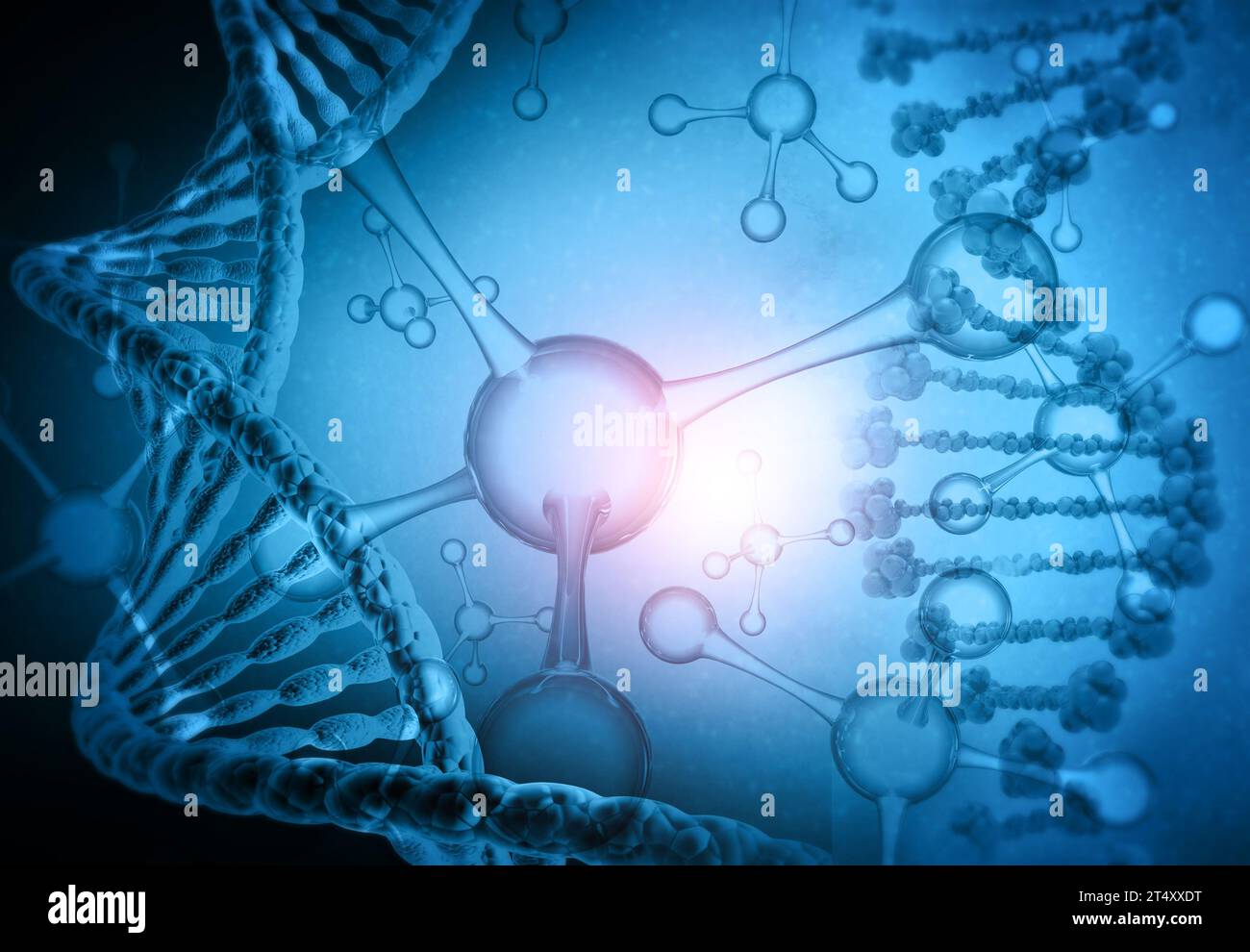 DNA strands on science background. 3d illusation Stock Photo - Alamy