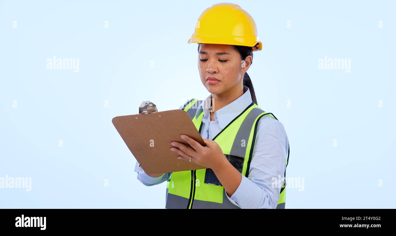 Woman engineer, inspector and checklist for construction, project ...