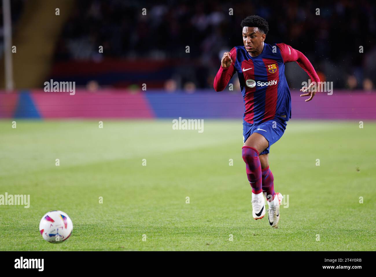 Barcelona, Spain. 22th Oct, 2023. Balde in action during the LaLiga EA ...