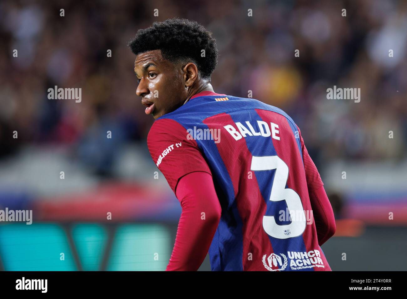 Barcelona, Spain. 22th Oct, 2023. Balde in action during the LaLiga EA ...