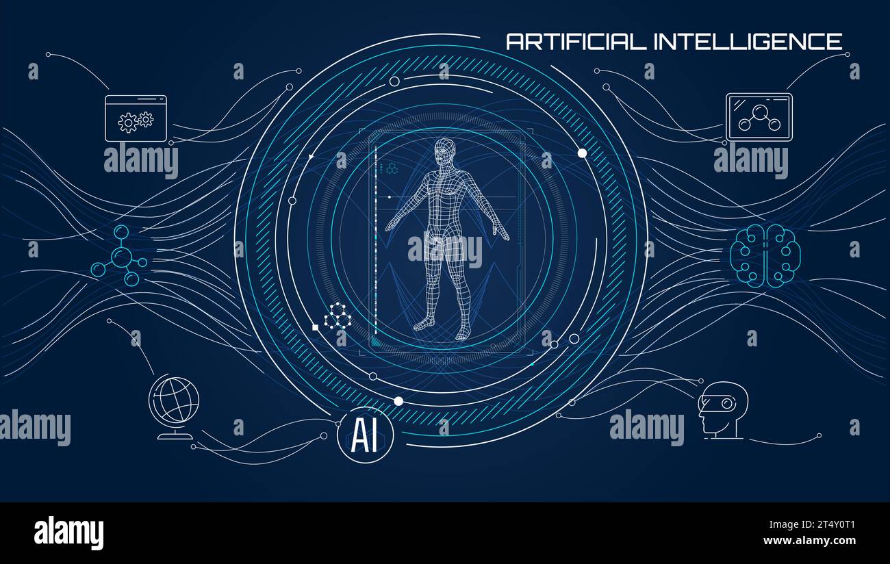 Futuristic interface design with a 3D human model Stock Vector Image ...