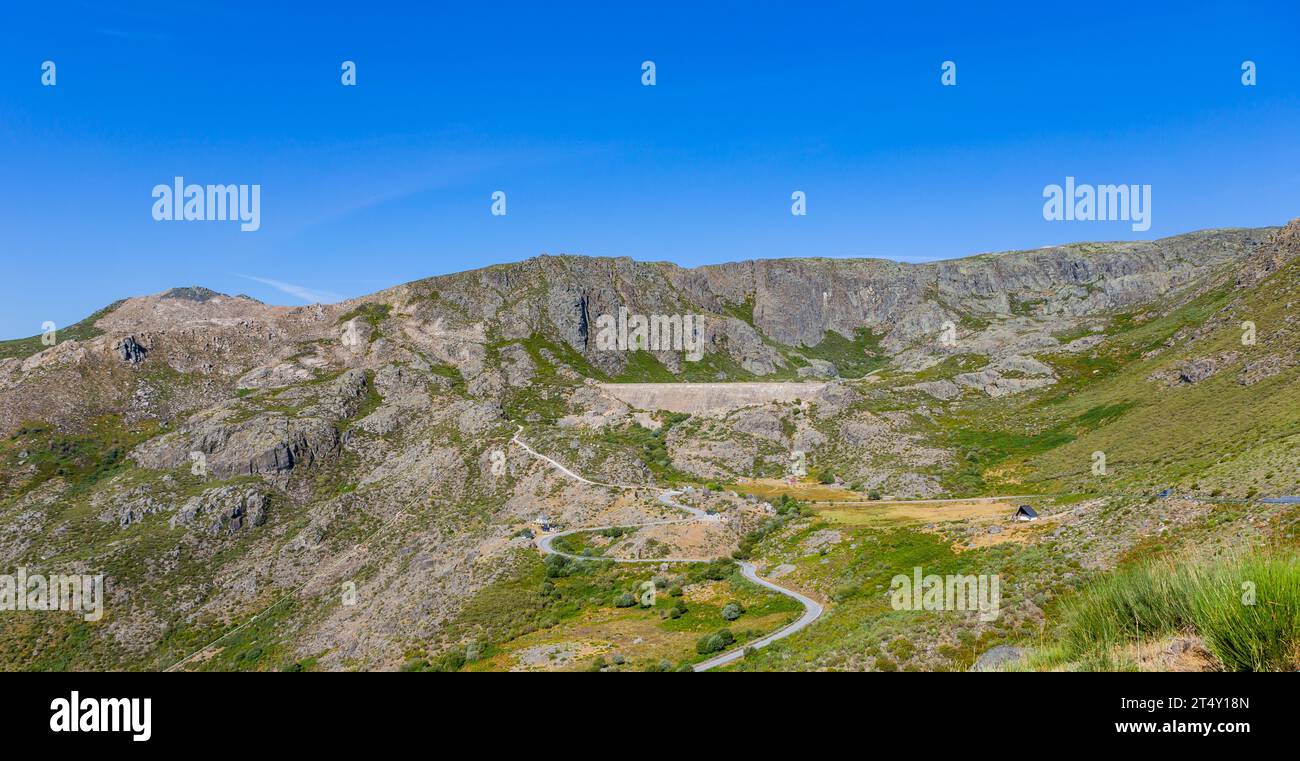 Landscape of the Serra da Estrela mountain range, along road, in ...