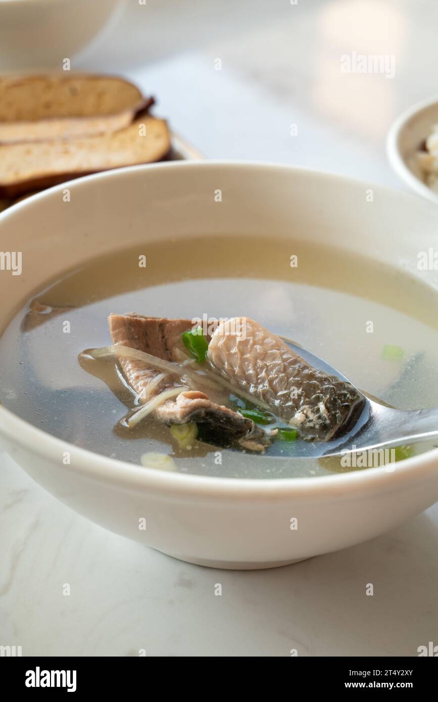 Milkfish skin soup, distinctive and famous seafood cuisine of Taiwanese ...