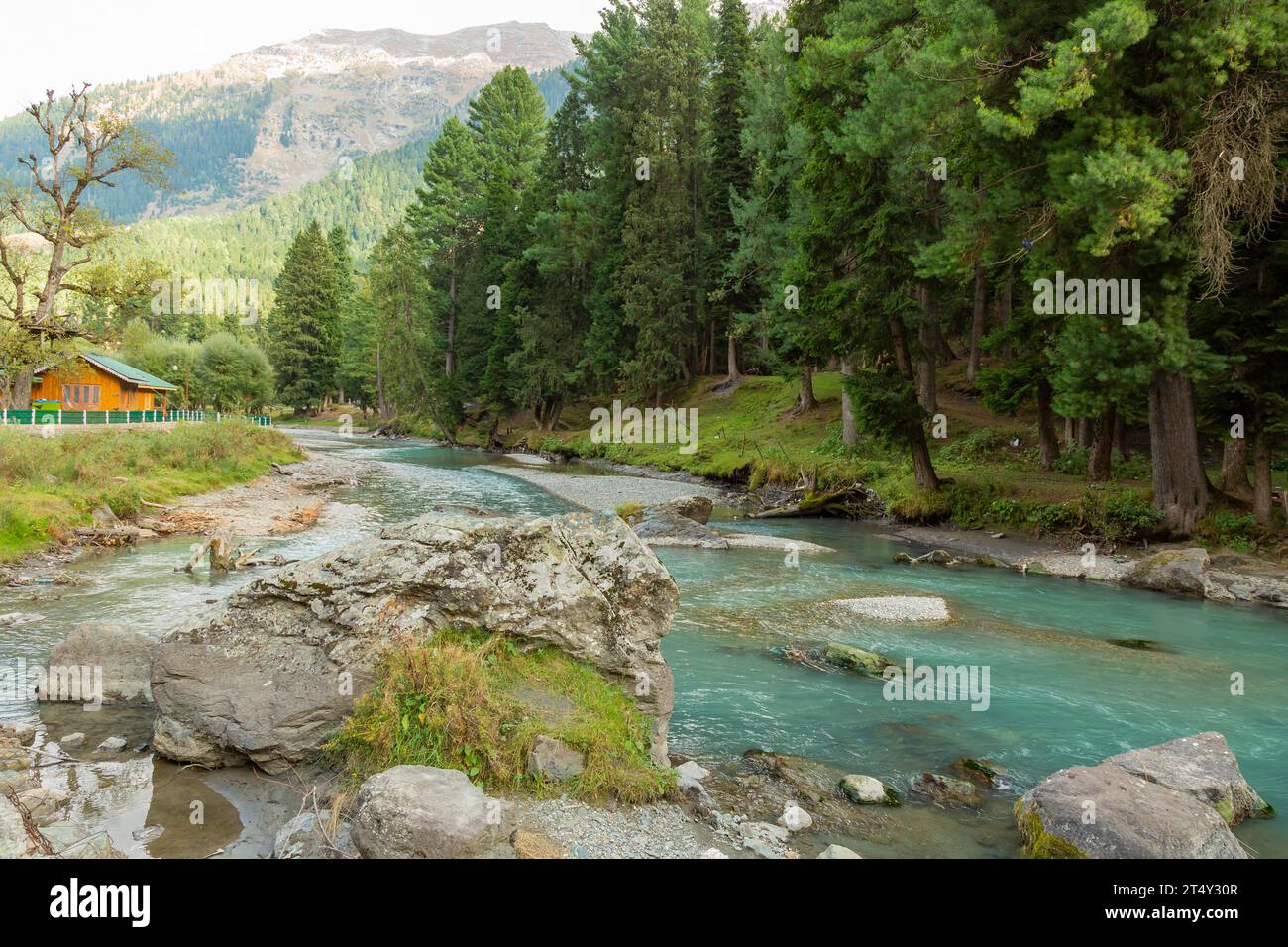 River at river at Betaab valley a popular tourist destination in Jammu ...