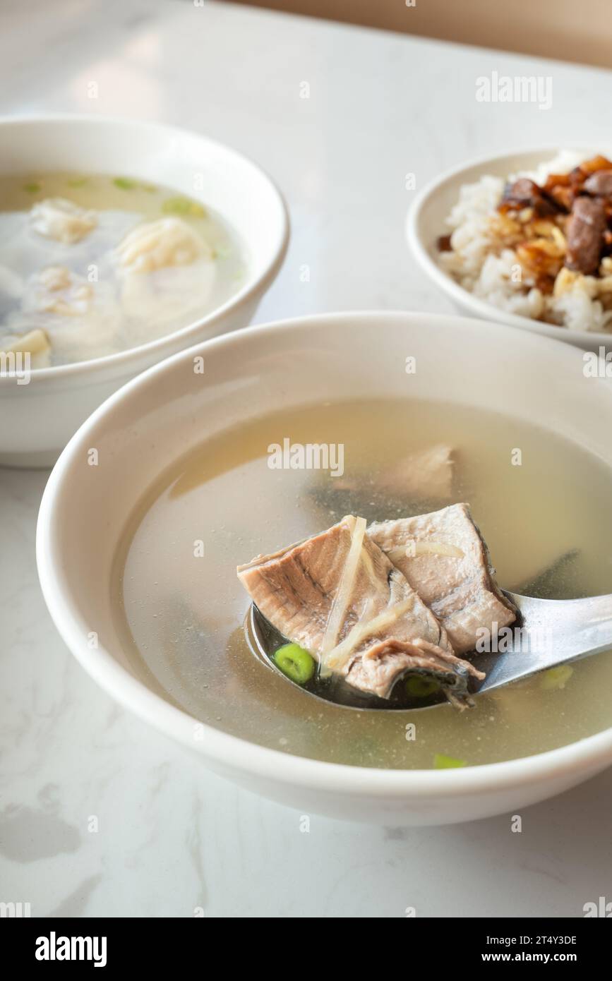 Milkfish skin soup, distinctive and famous seafood cuisine of Taiwanese ...