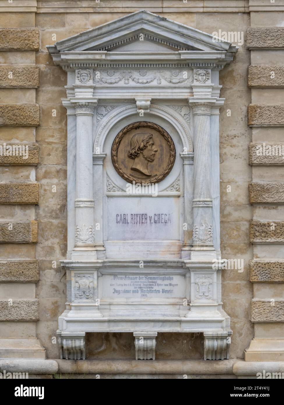 Monument to Carl Ritter von Ghega at Semmering railway station, Lower ...