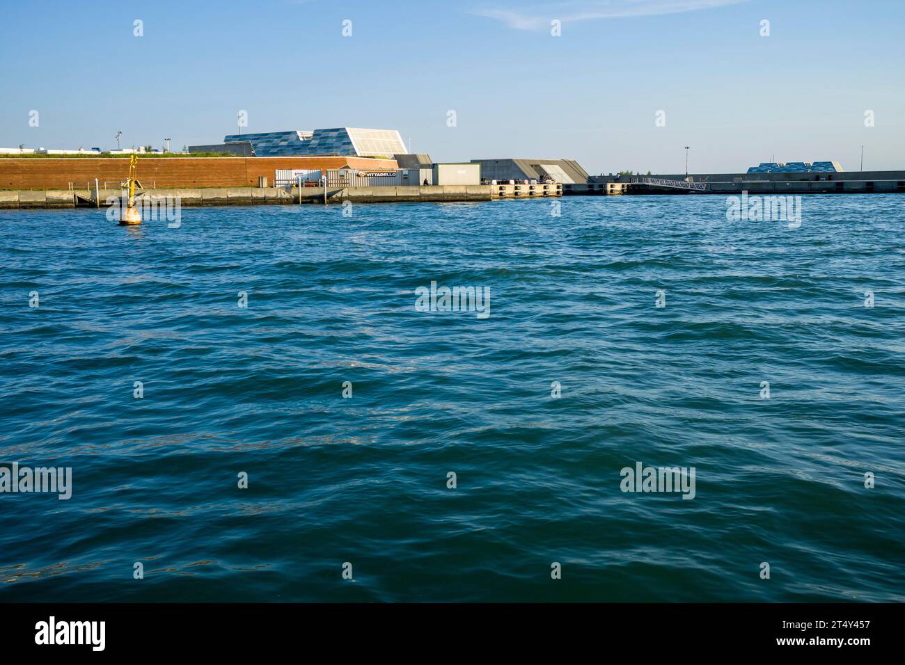 Artificial island, part of the flood protection, Venice Lagoon, Italy ...