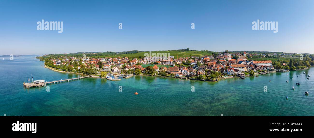 Aerial panorama of the Lake Constance municipality of Hagnau with the ...