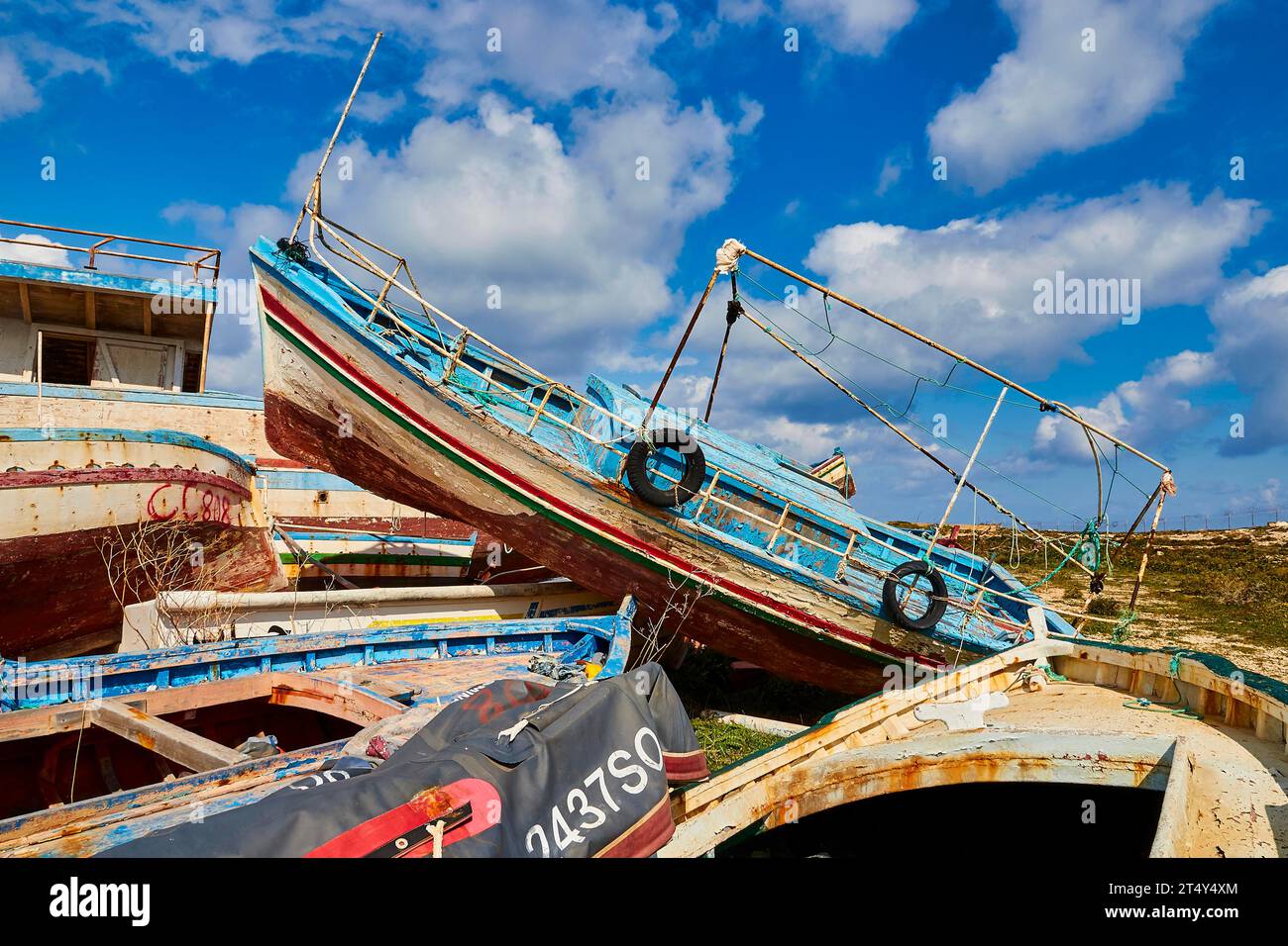 Boats on top of each other, refugee boats, Cimitero delle barche, boat ...