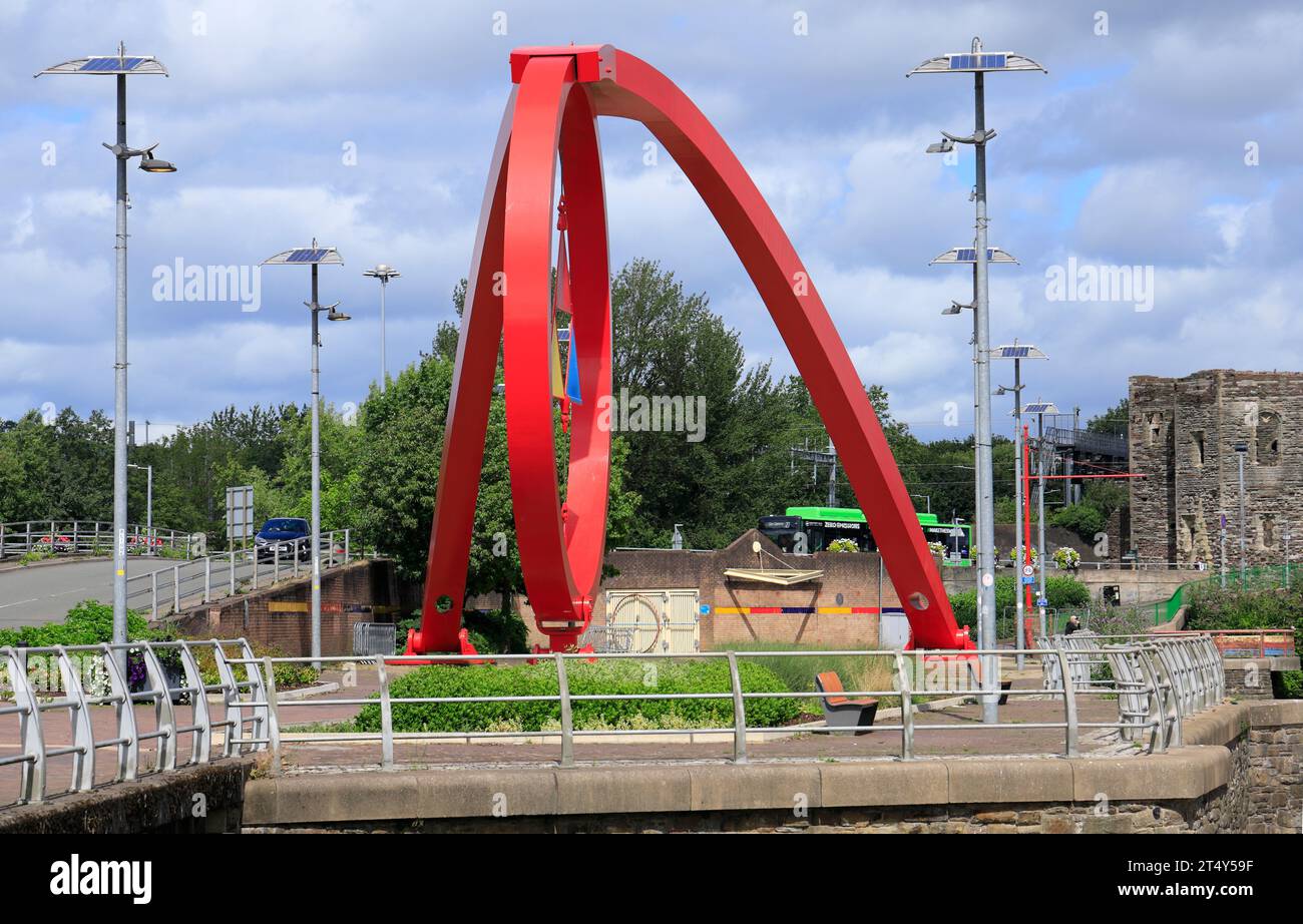Steel Wave sculpture by Peter Fink, Newport, Gwent, South Wales Stock ...