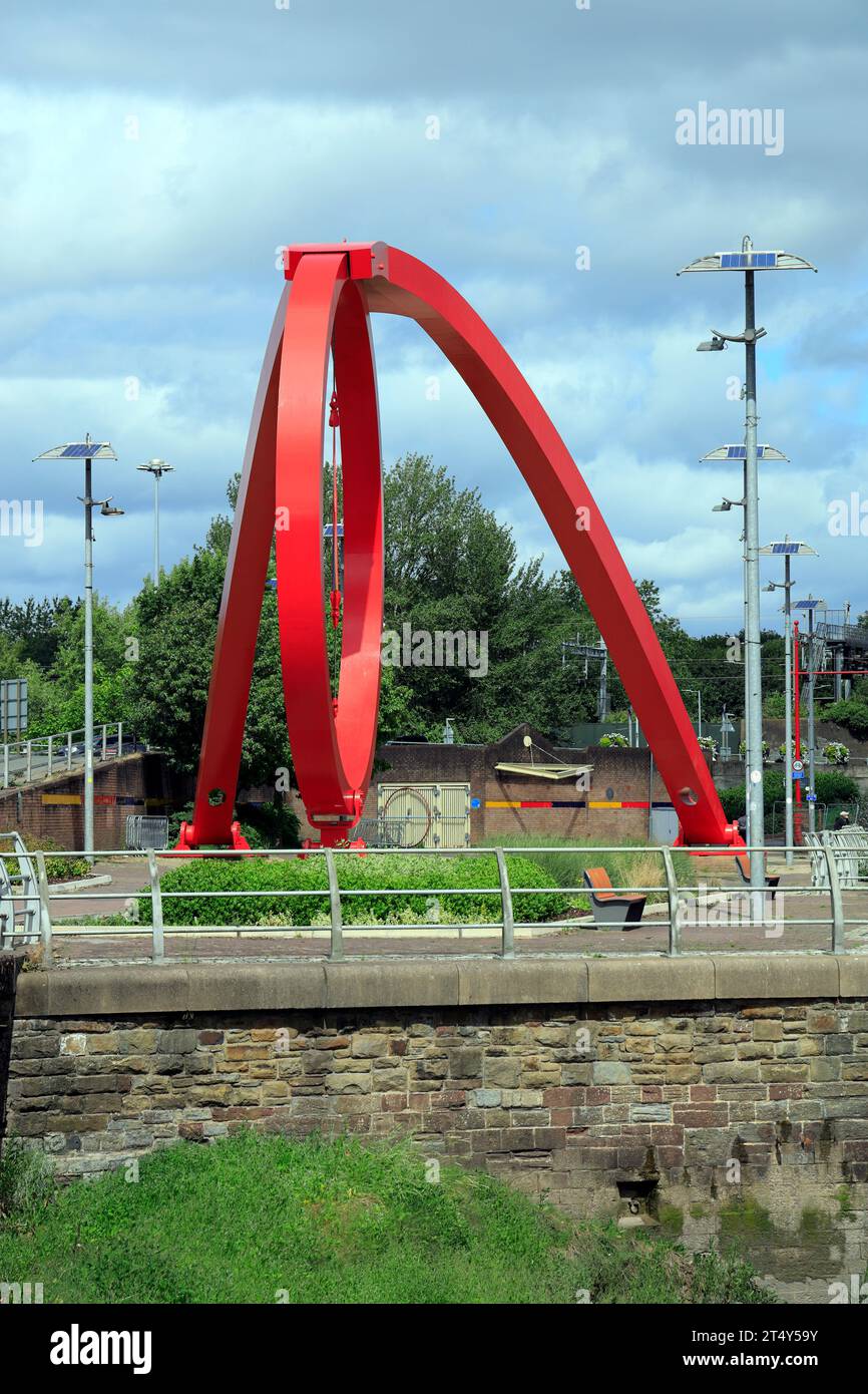 Steel Wave sculpture by Peter Fink, Newport, Gwent, South Wales Stock ...