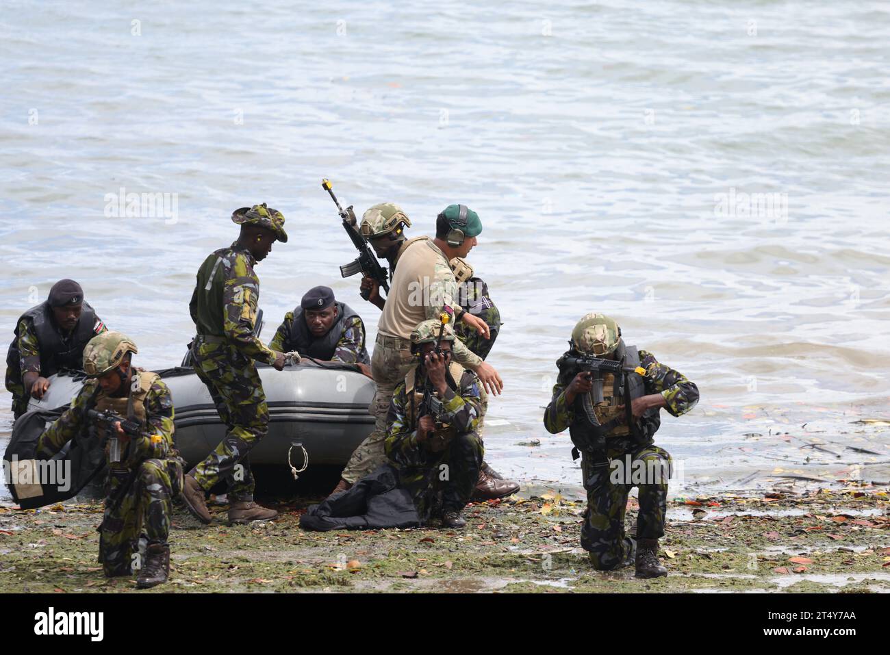 Kenya Marines, demonstrate a covert beach landing, showing defence ...