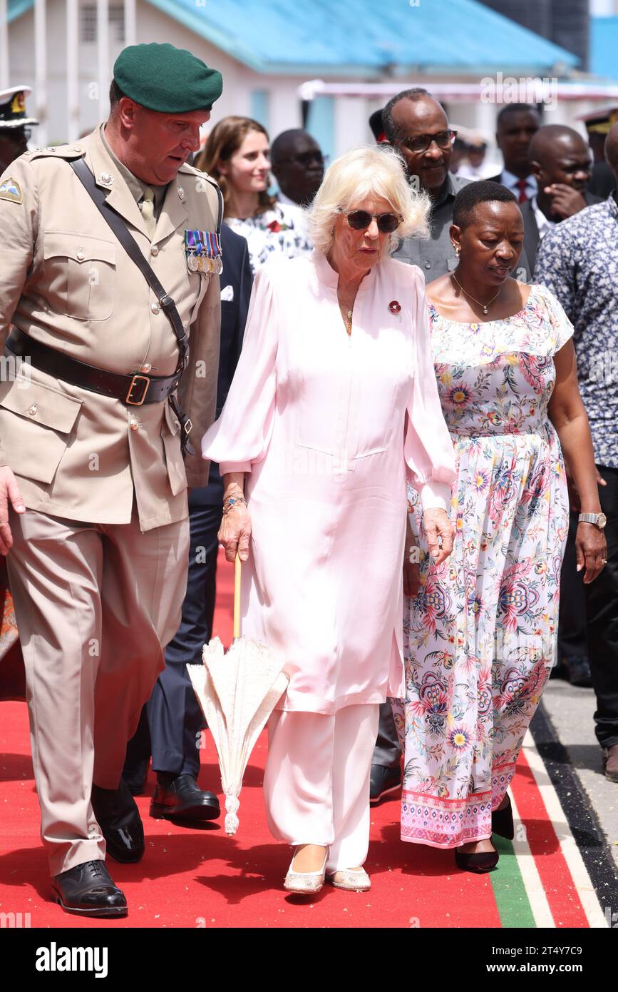 Queen Camilla, during a visit to Mtongwe Naval Base in Mombasa, where ...
