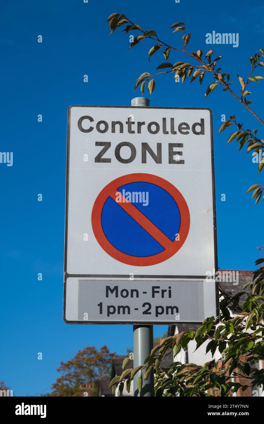 Street sign marking a controlled parking zone, England, UK Stock Photo ...