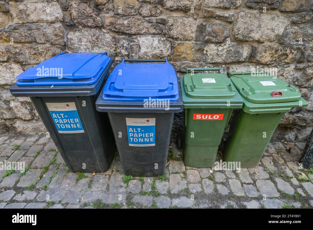 Waste paper bins, Tuebingen, Baden-Wuerttemberg, Germany Stock Photo ...
