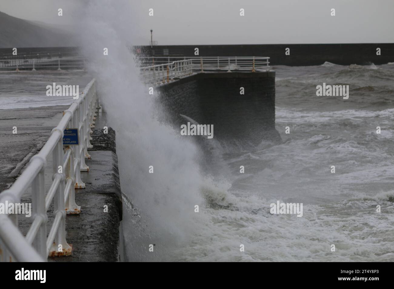 Aberystwyth Wales UK weather 2nd November 2023 . Storm Ciaran hits west ...