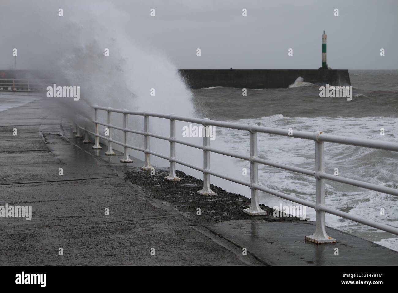 Aberystwyth Wales UK weather 2nd November 2023 . Storm Ciaran hits west ...