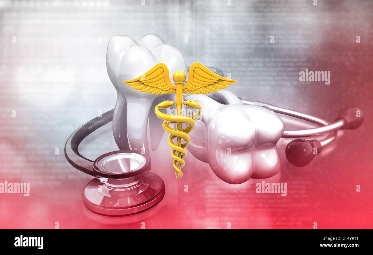 Tooth and stethoscope with medical symbol. Medical background Stock ...
