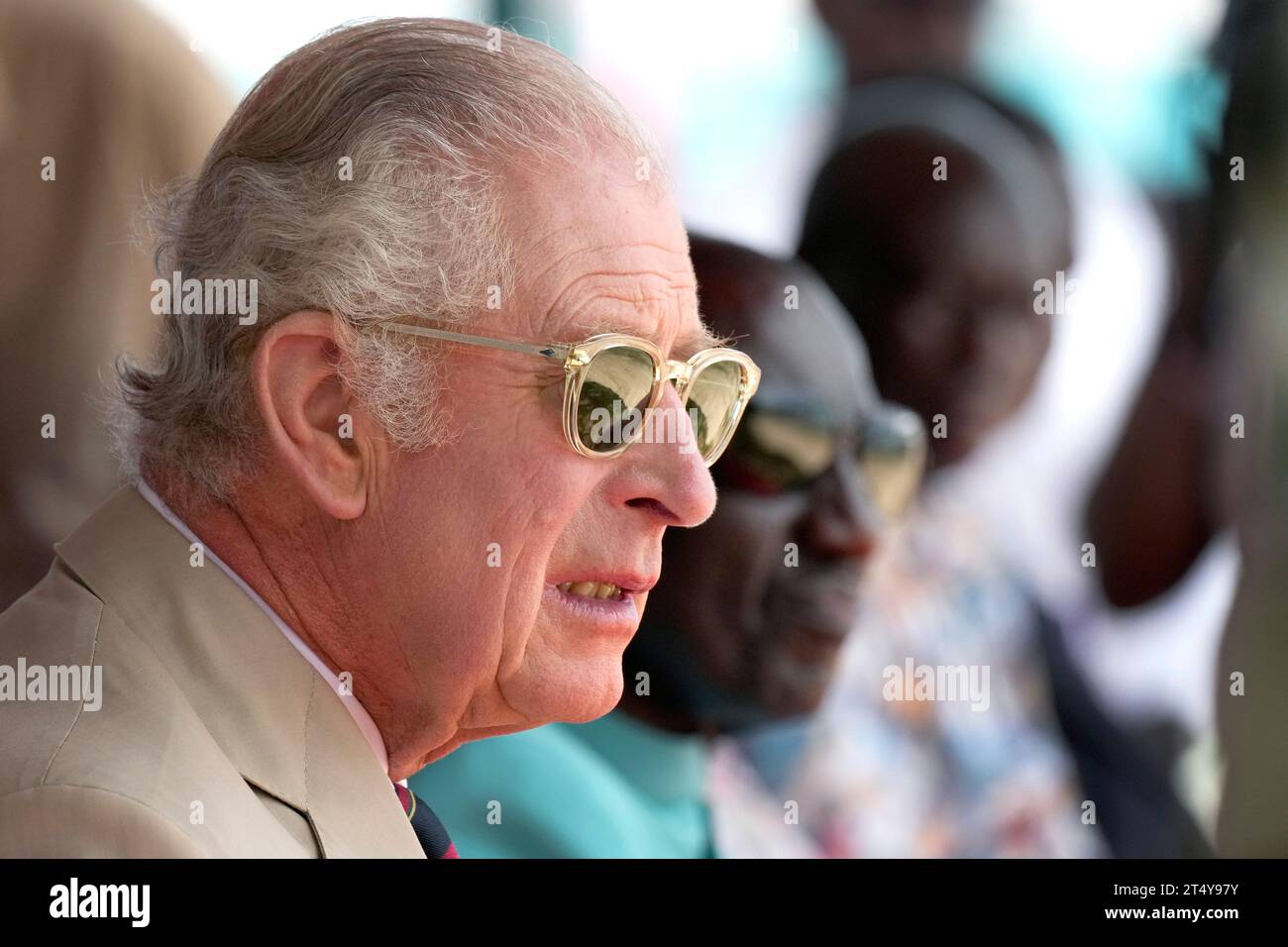 Britain's King Charles III during his visit at the Mtongwe Naval Base ...