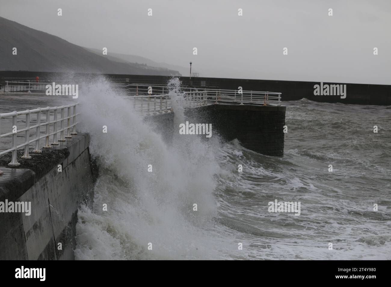 Aberystwyth Wales UK weather 2nd November 2023 . Storm Ciaran hits west ...