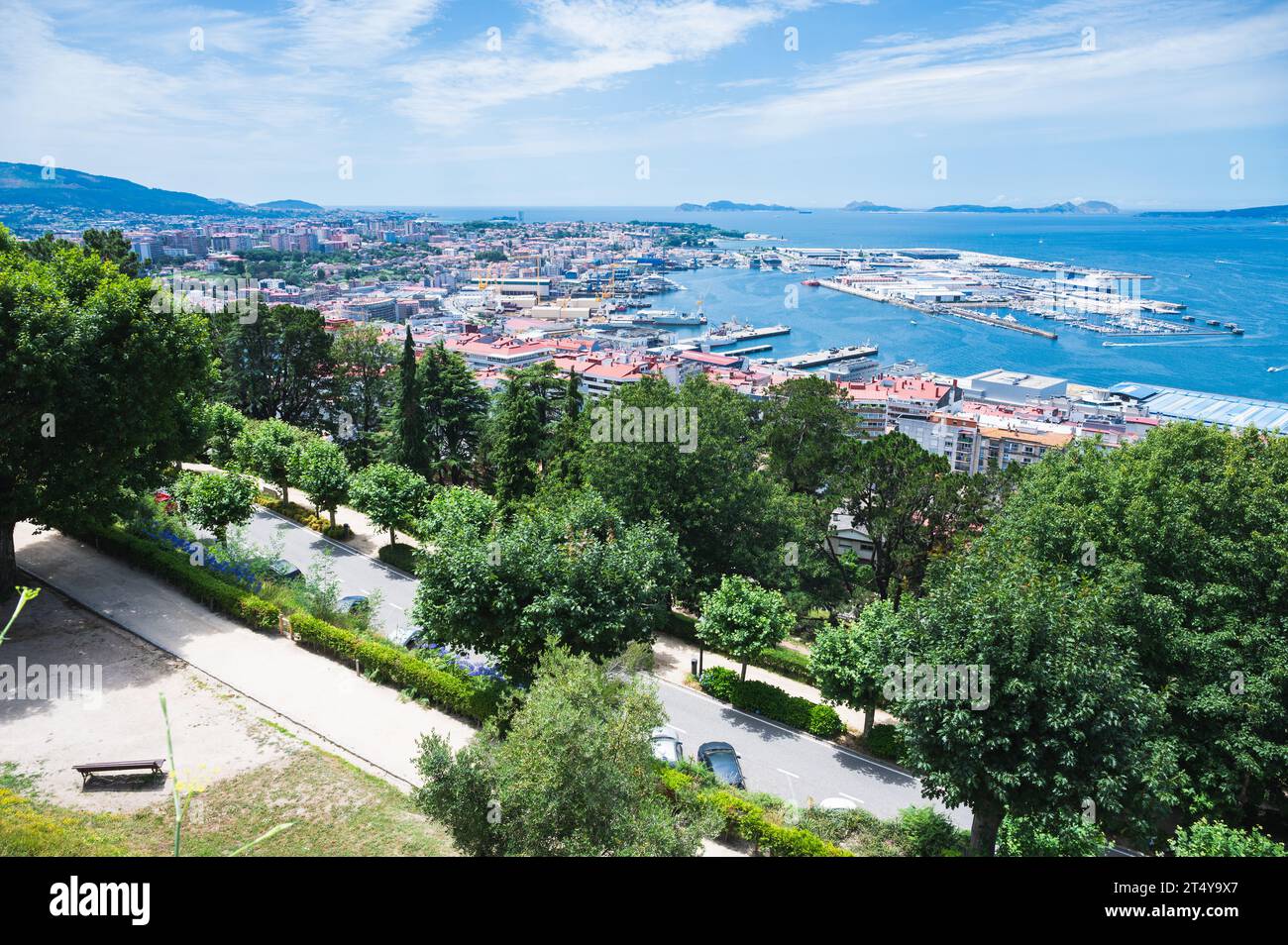 The view from the hill in Parque Monte del Castro, park located on a ...