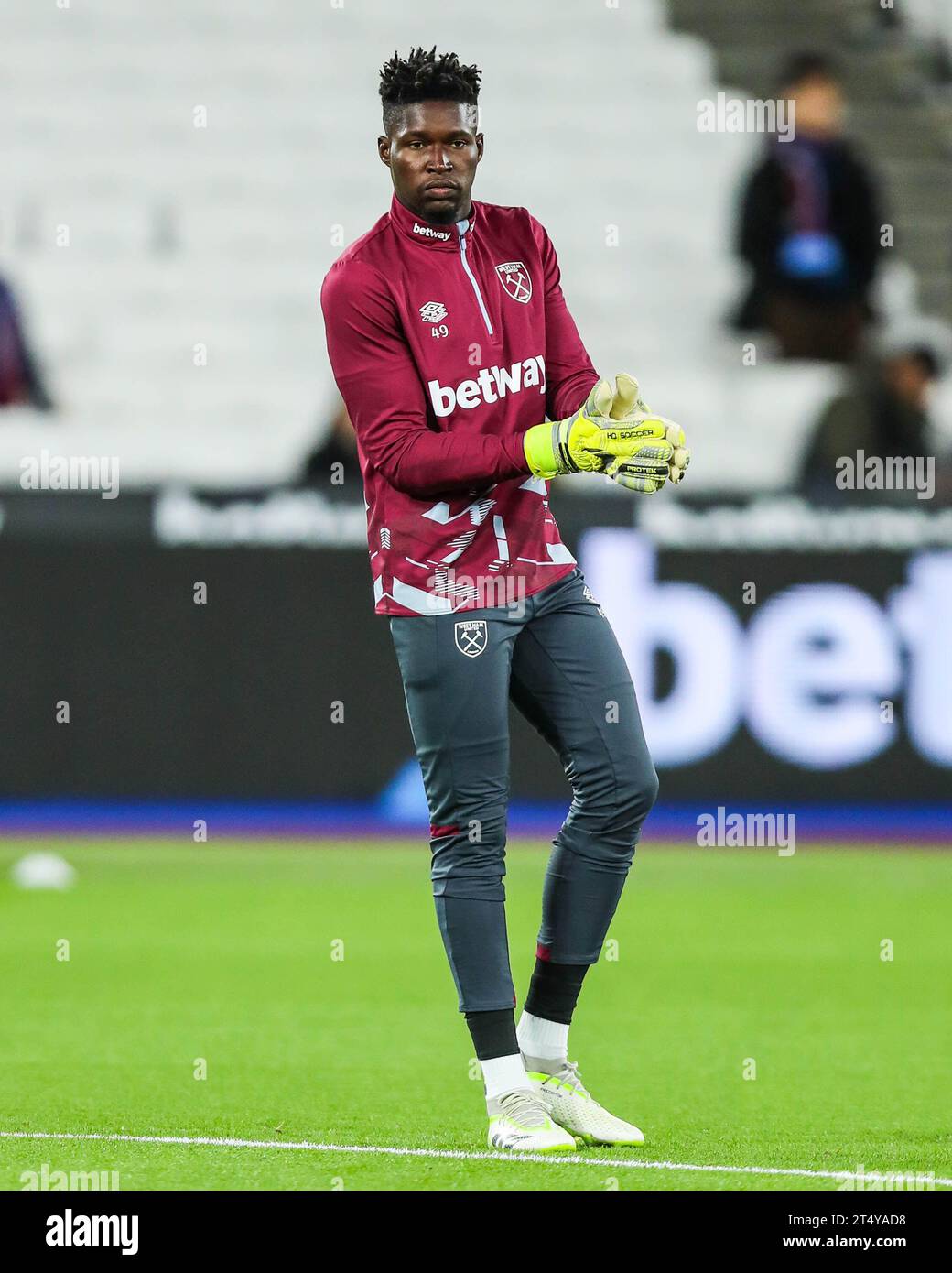 London, UK. November 1, 2023. West Ham United goalkeeper Joseph Anang ...
