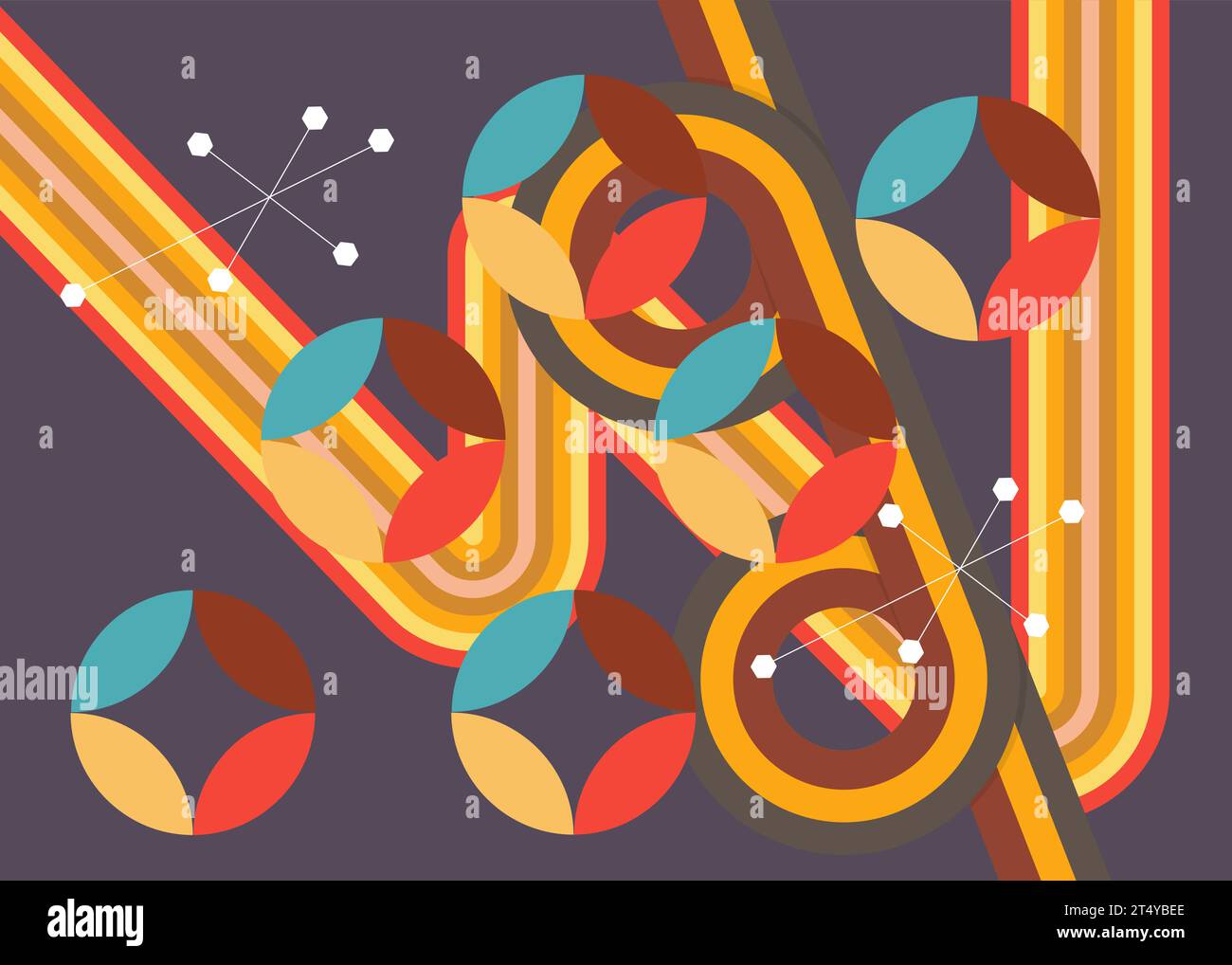Retro 70s Background. Groovy abstract 1970s art template. Minimalistic ...