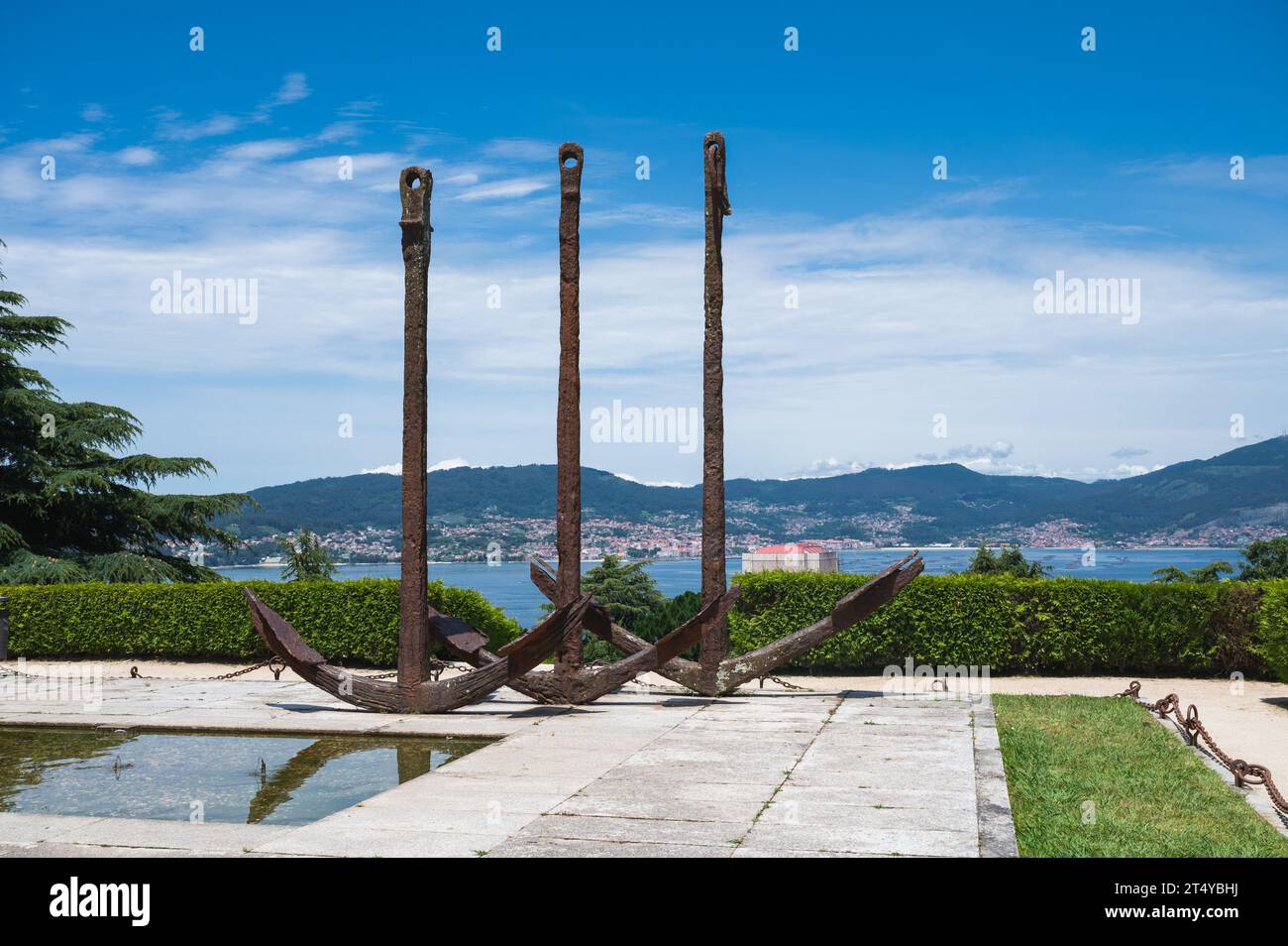 View from the hill in Parque Monte del Castro, park on a hill in Vigo ...