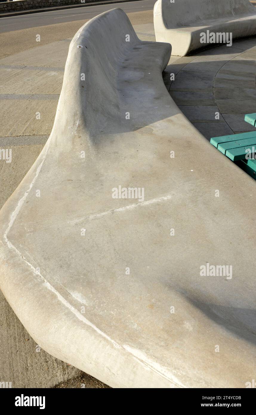 Concrete seating in the Square at West Bay Stock Photo - Alamy