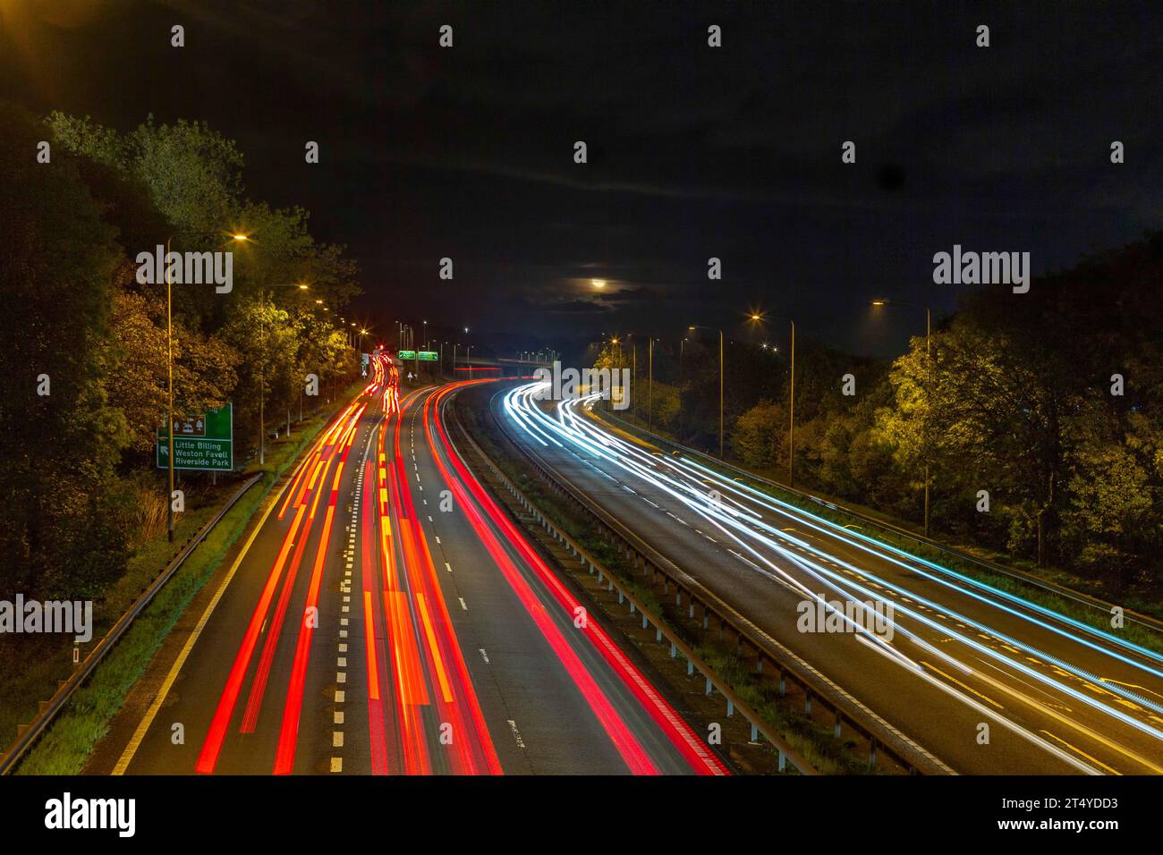 Commuter traffic approaching the Riverside roundabout taken with a long ...