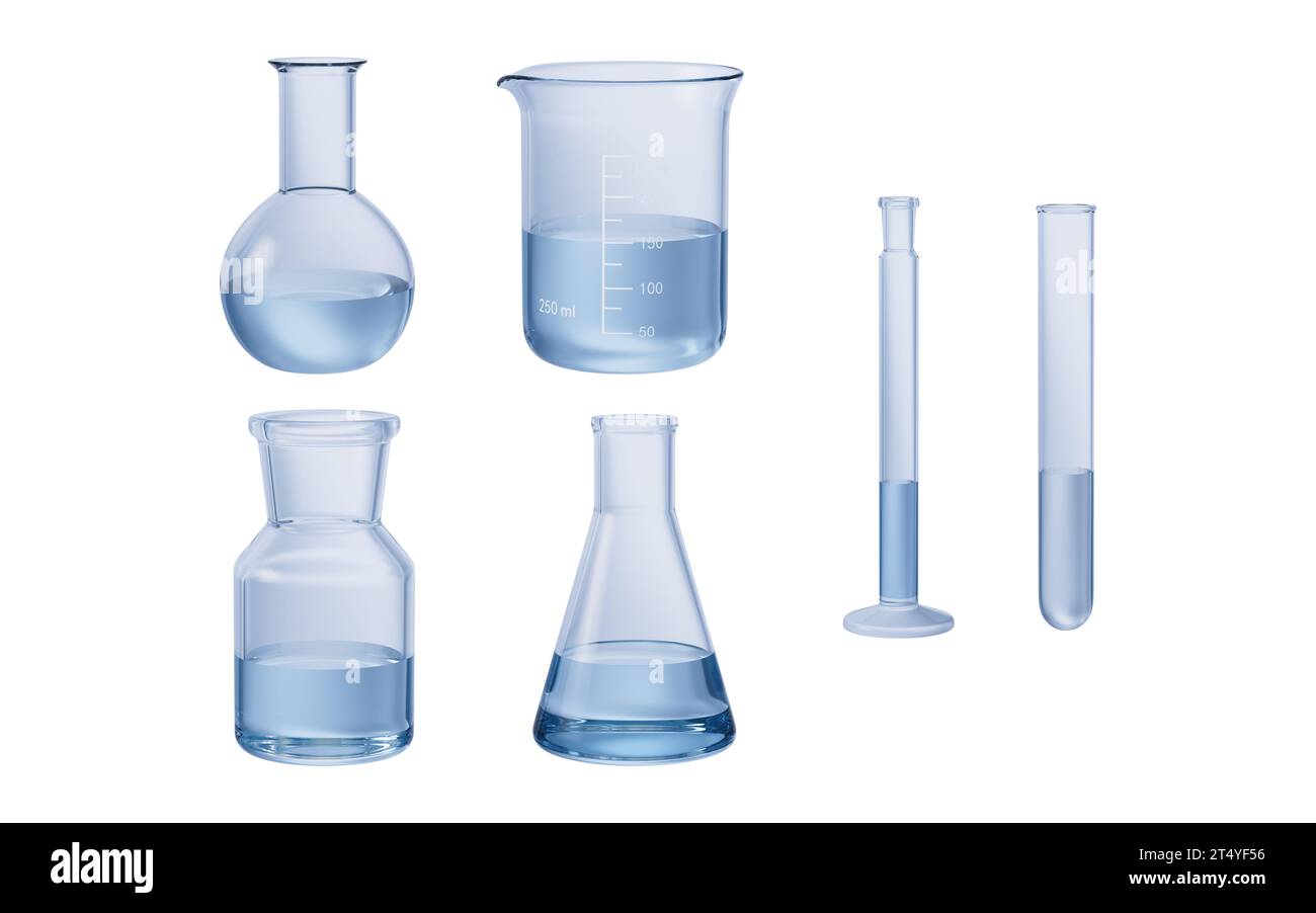 Isolated chemical instruments, 3d rendering. Digital drawing Stock ...