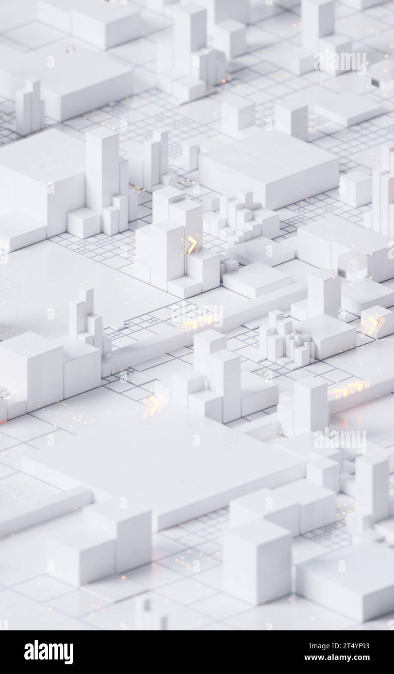 White cube circuit board, 3d rendering. 3D illustration Stock Photo - Alamy