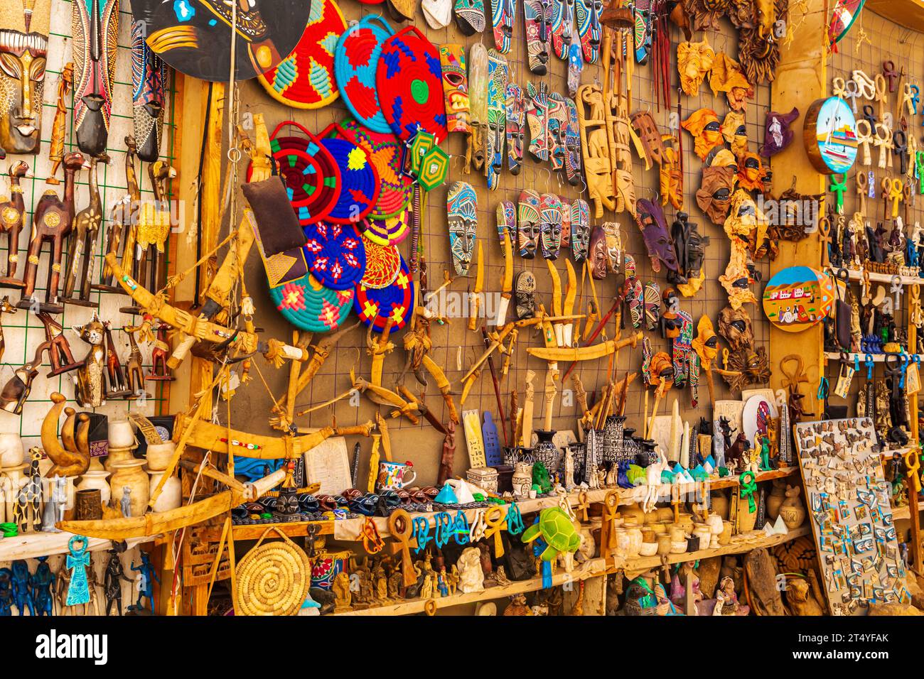 Souvenirs at the market in the famous Nubian village. Aswan, Egypt ...