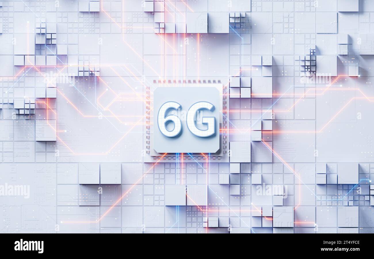 6G concept and technology background, 3d rendering. 3D illustration ...