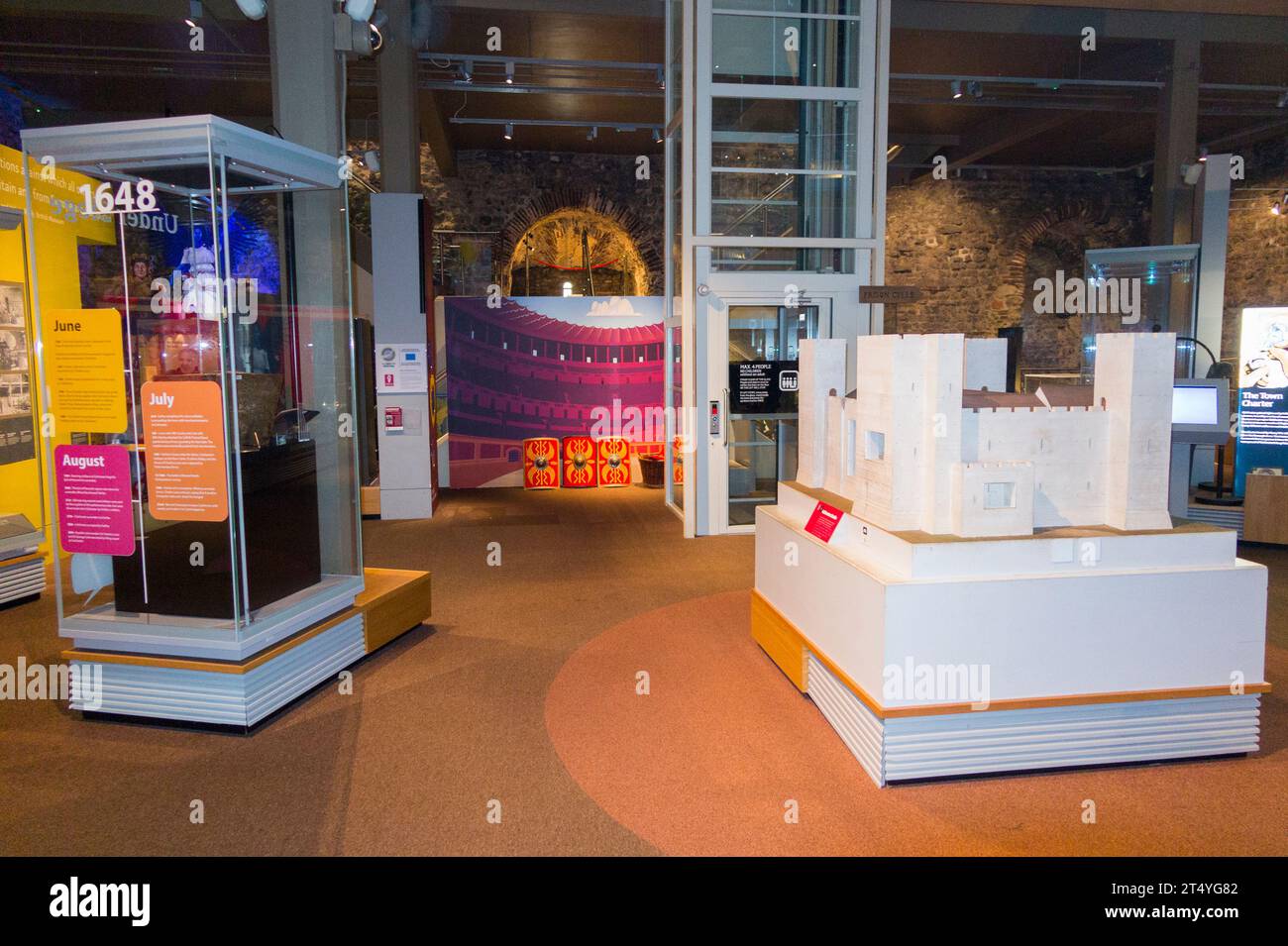 Interior display inside Colchester Castle, with Norman medieval period ...