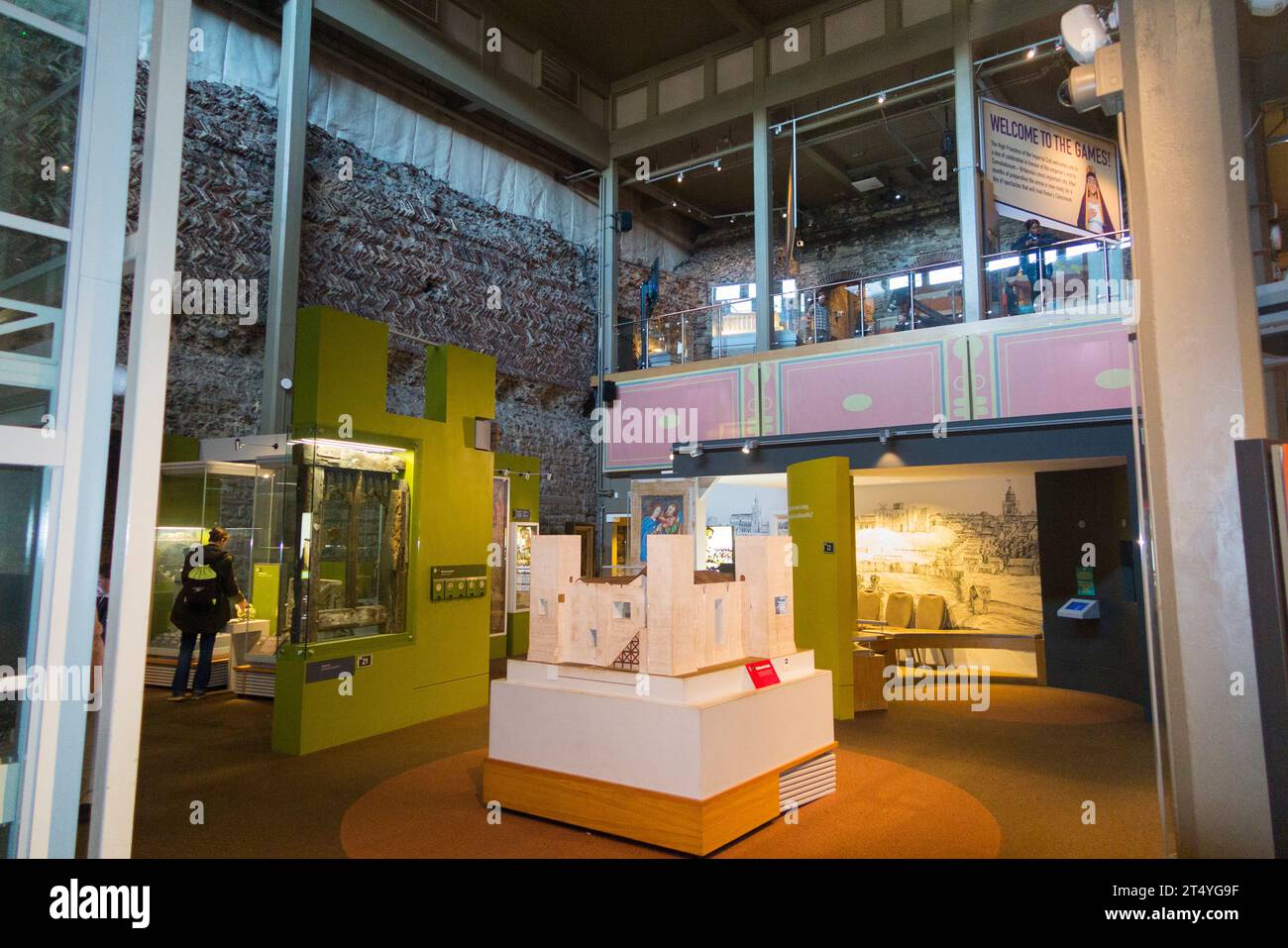 Interior display inside Colchester Castle, with Norman medieval period ...