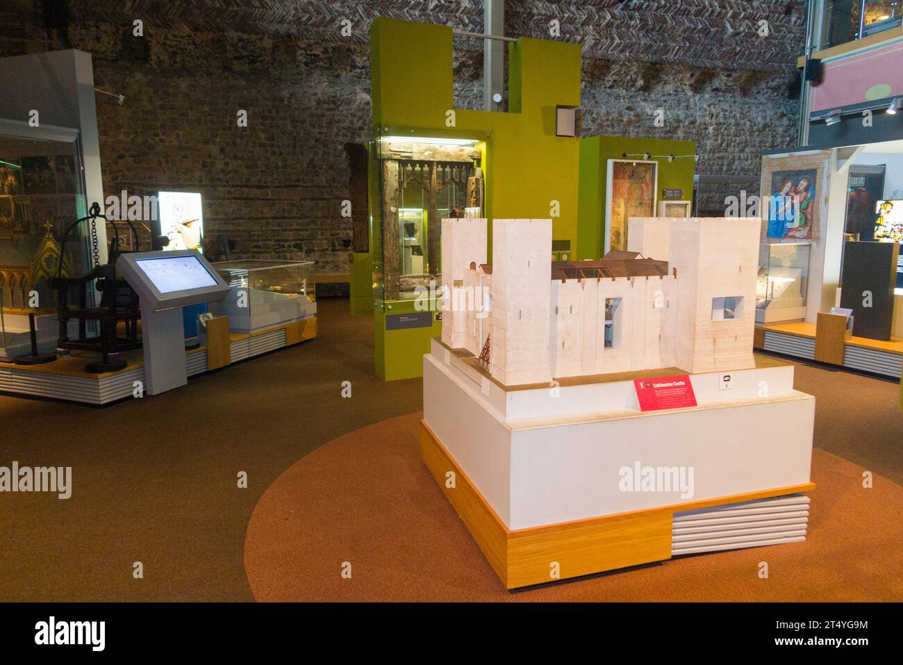 Interior display inside Colchester Castle, with Norman medieval period ...