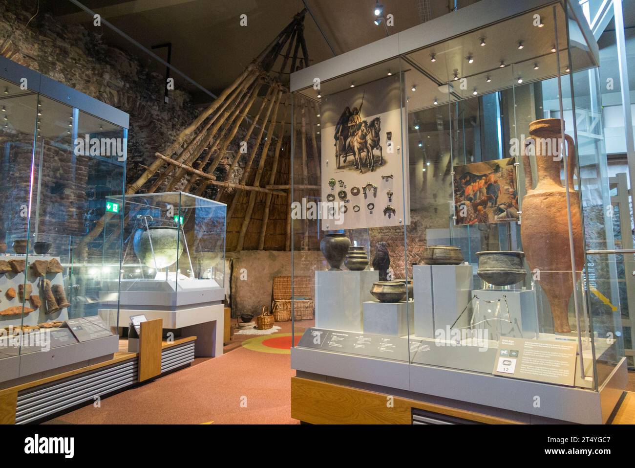 Museum Iron Age scene interior / inside of Colchester Castle, Castle ...