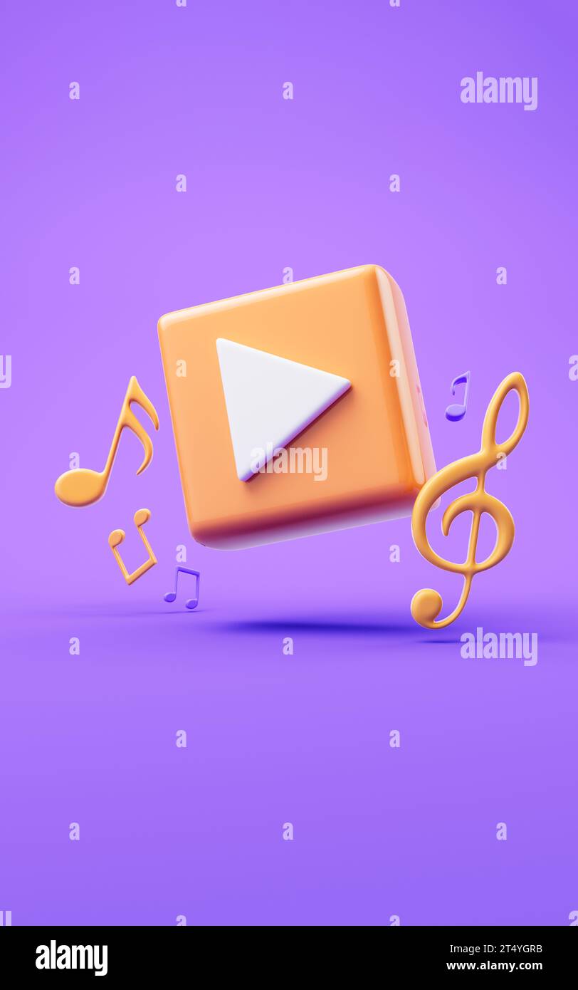 Music player sign with cartoon style, 3d rendering. 3D illustration ...