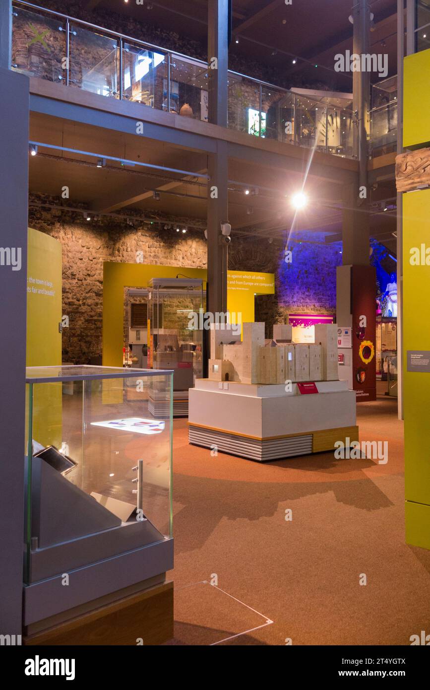 Interior display inside Colchester Castle, with Norman medieval period ...