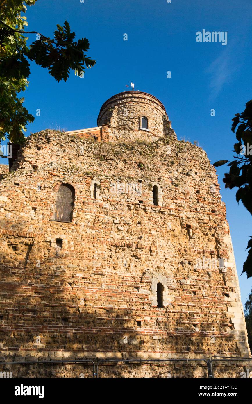 Exterior / outside walls of Colchester Castle, Castle Park, on a sunny ...