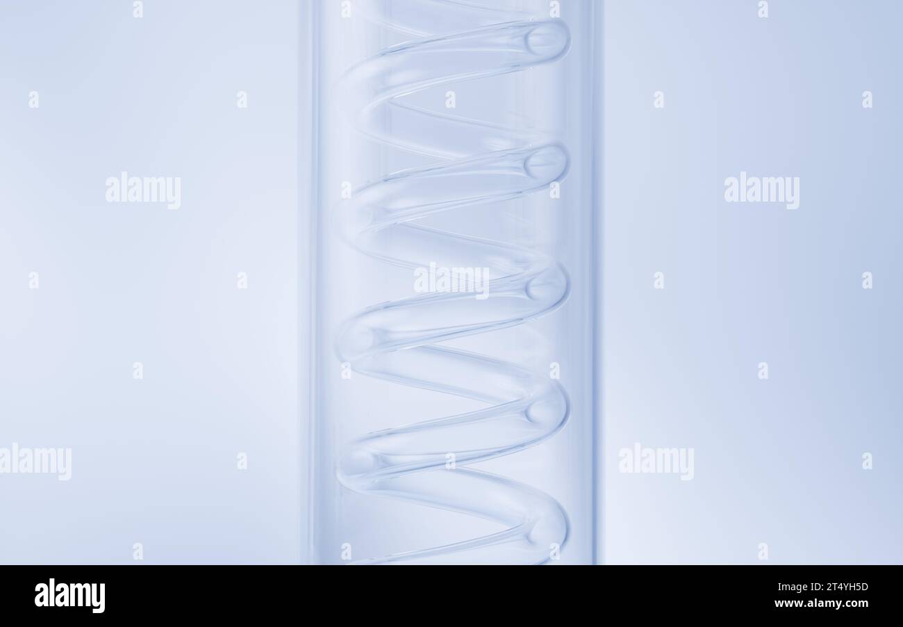 Transparent distillation tube background, 3d rendering. Digital drawing ...