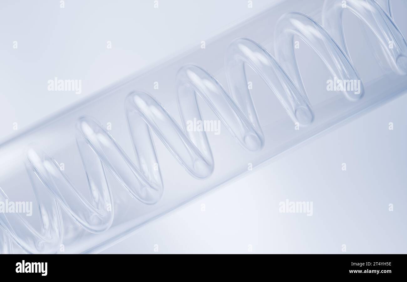Transparent distillation tube background, 3d rendering. Digital drawing ...