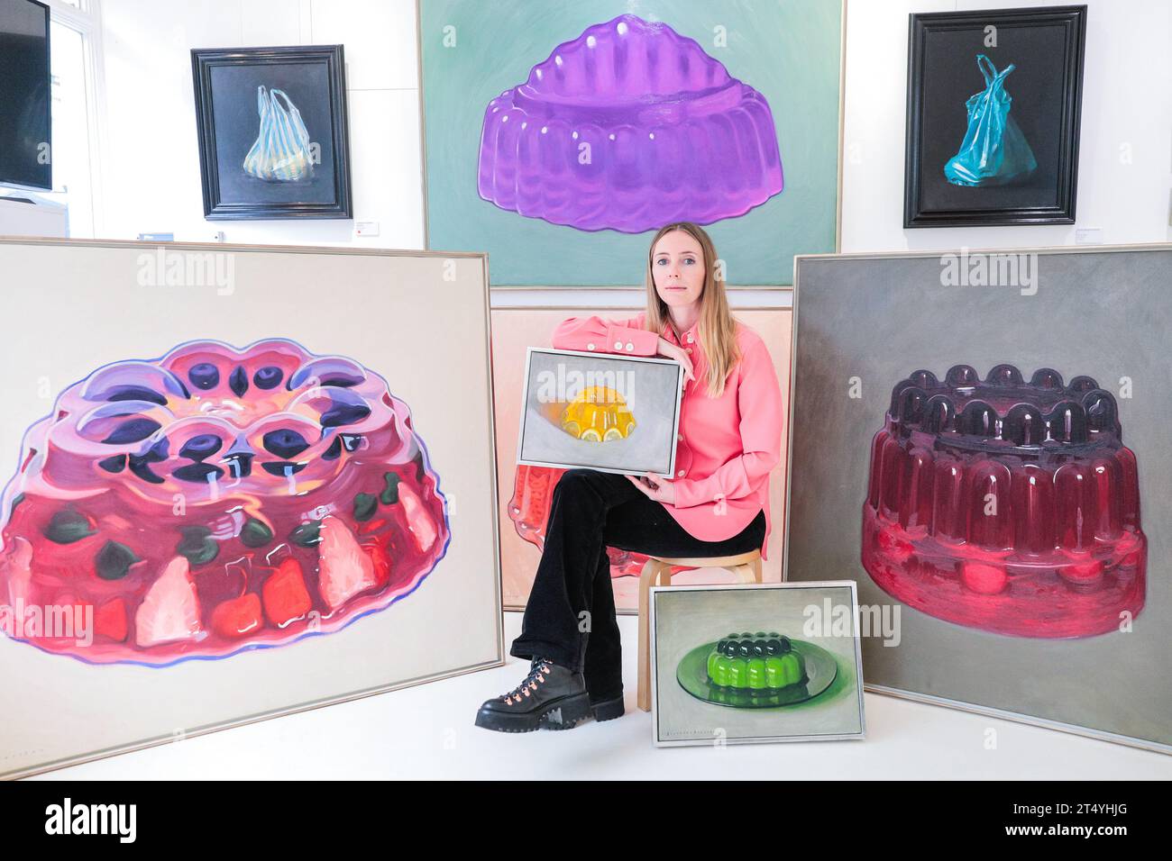 London, UK. 2nd Nov, 2023. Artist Florence with her works 'Violet ...