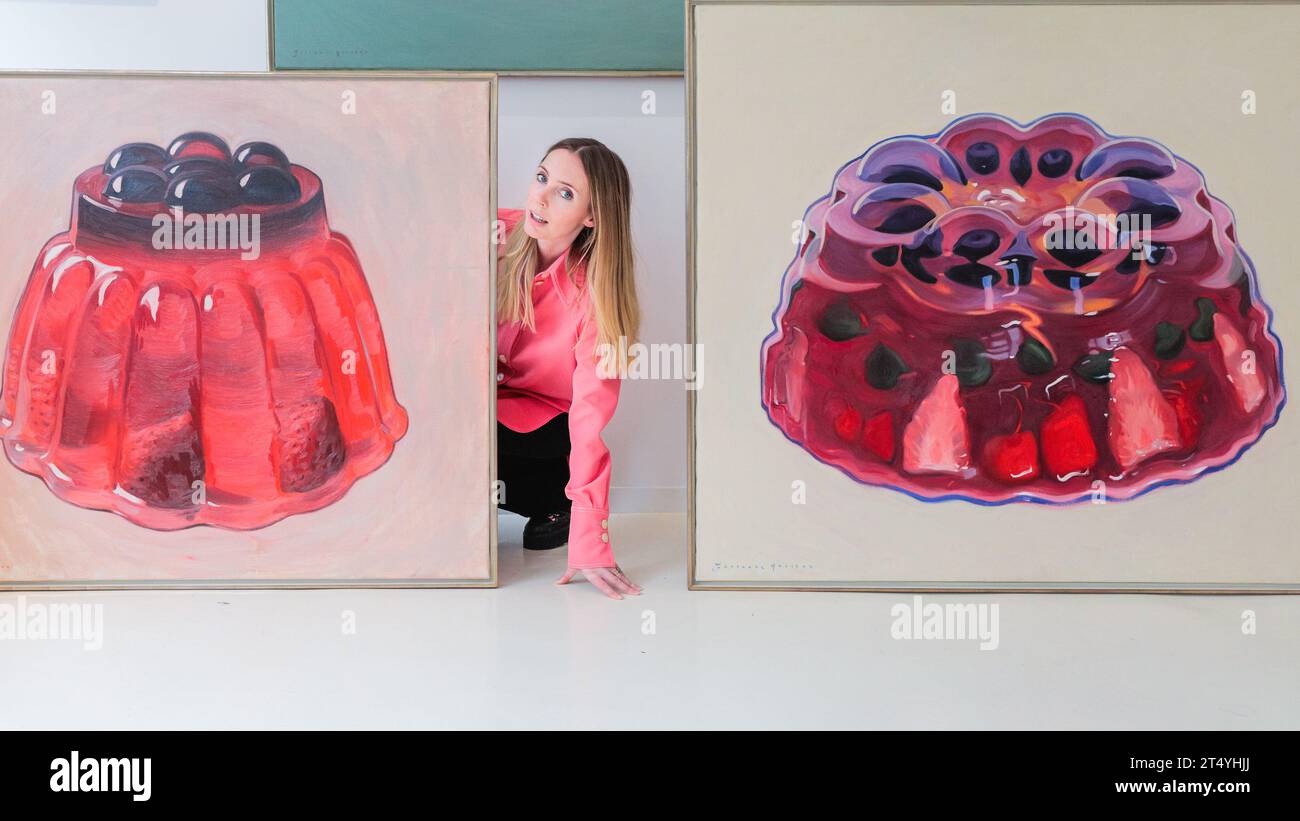 London, UK. 2nd Nov, 2023. Artist Florence with her works 'Cherry ...