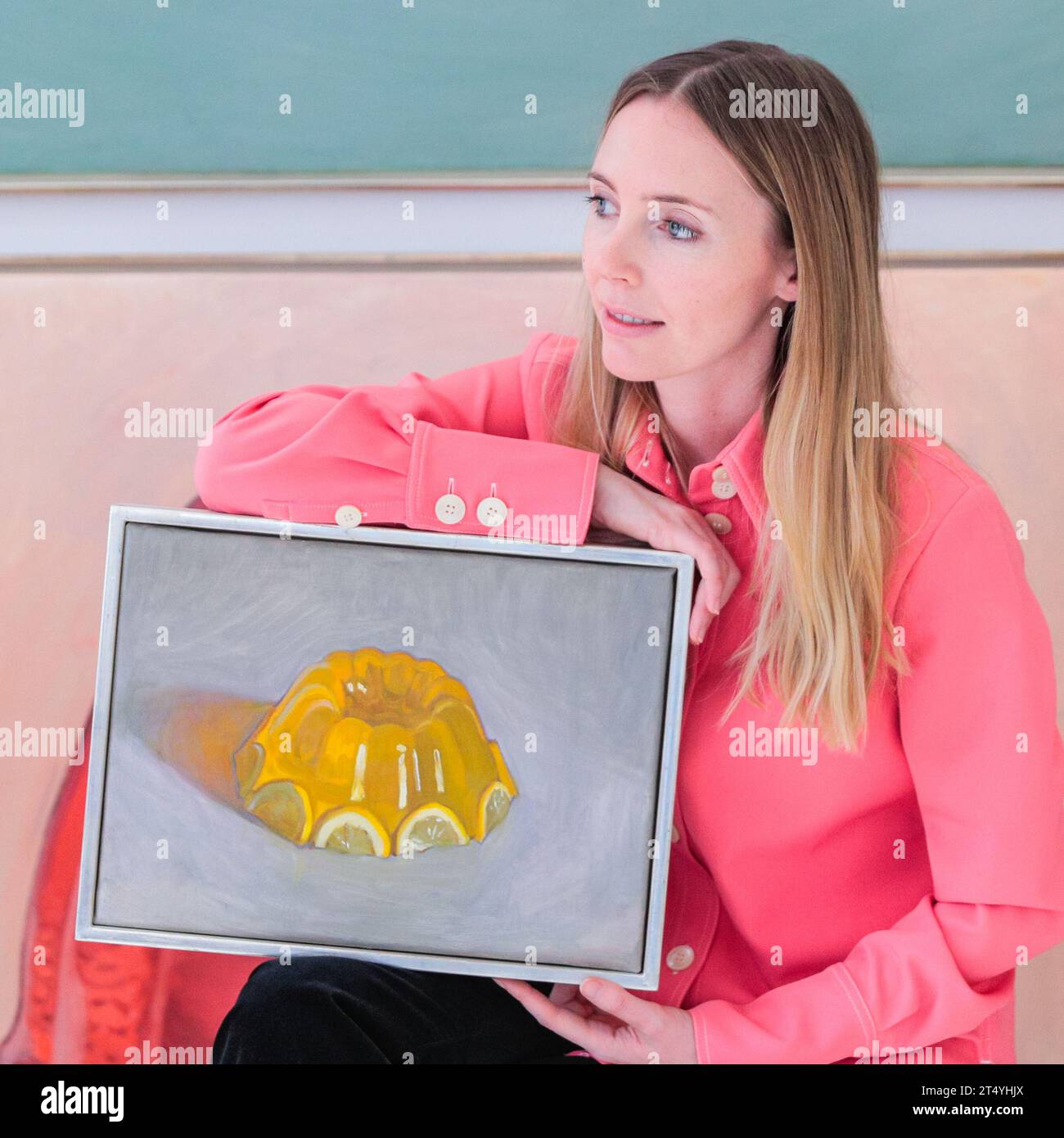 London, UK. 2nd Nov, 2023. Artist Florence with her work 'Lemon Glibber ...