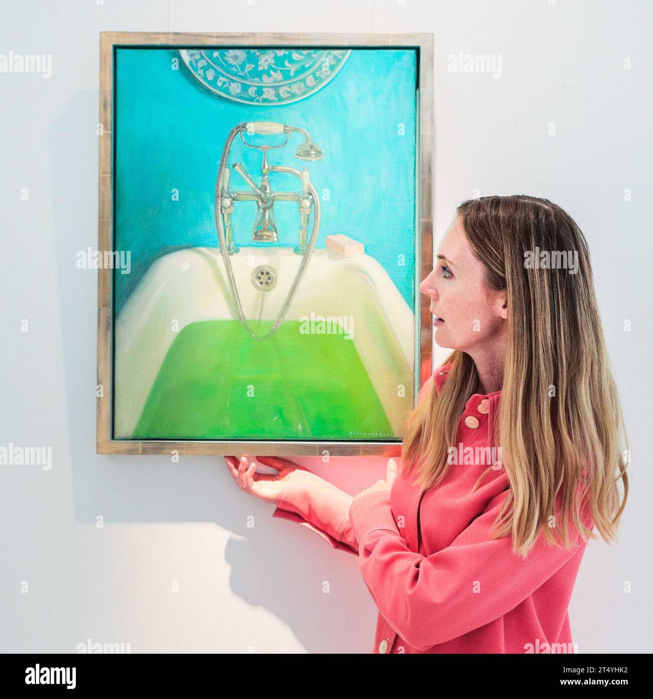 London, UK. 2nd Nov, 2023. Artist Florence with her work 'The Bath ...