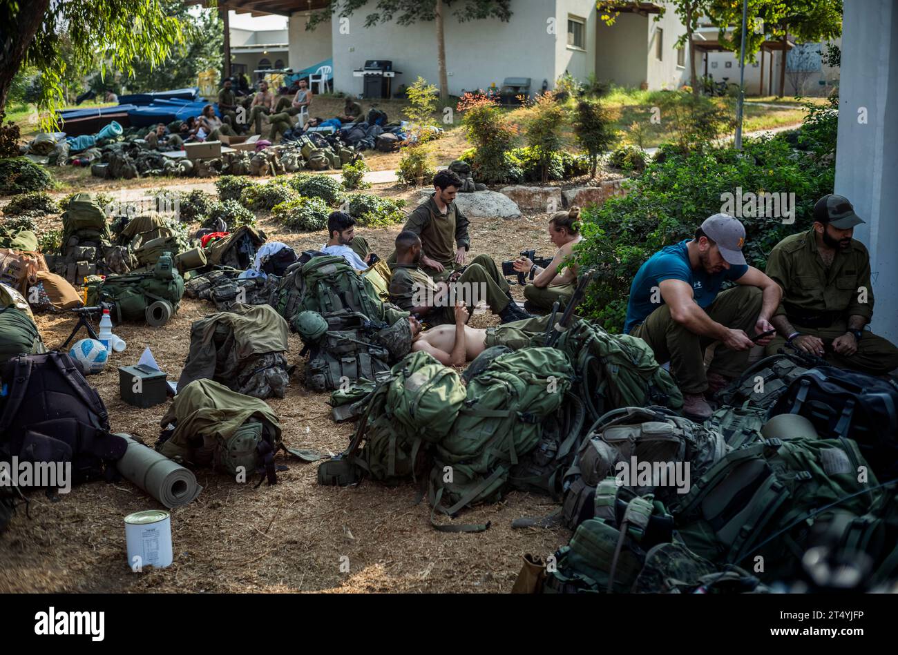 Kfar Aza, Israel. 02nd Nov, 2023. Israeli Soldiers are seen in Kibbutz ...