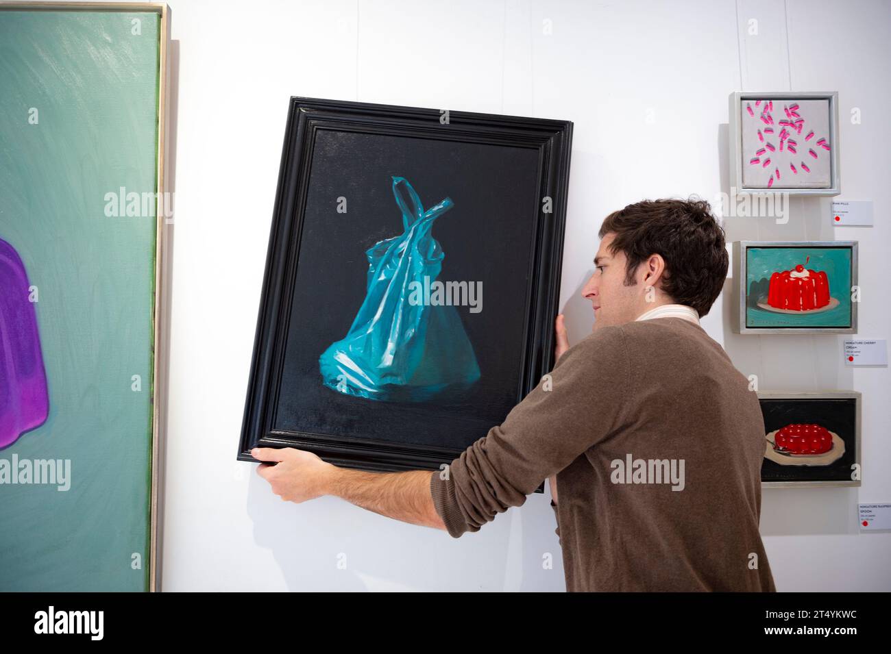 London, UK. 2nd Nov, 2023. Artist Florence Houston's husband, poses ...