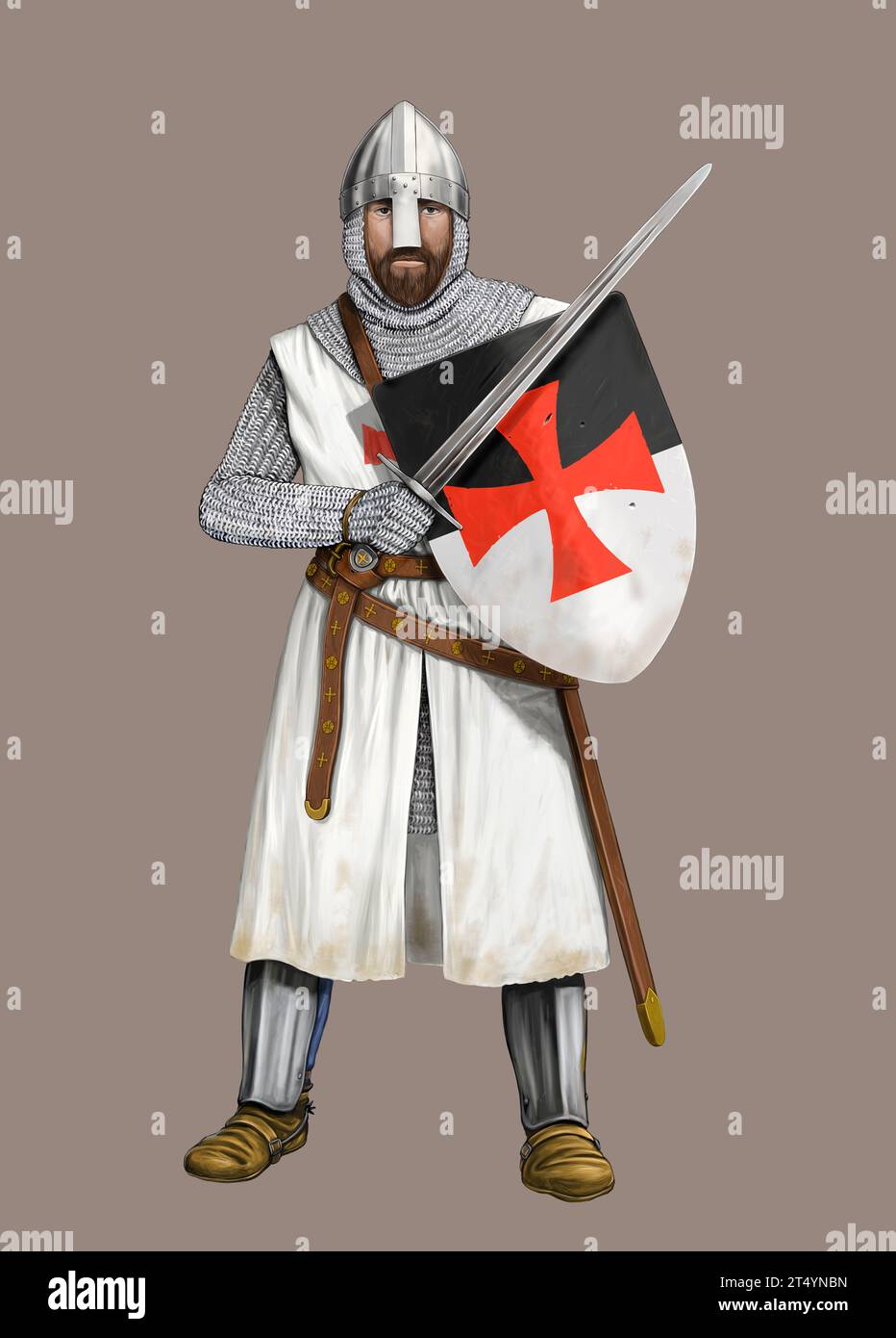 Knights Templar with sword illustration. Medieval knight digital ...
